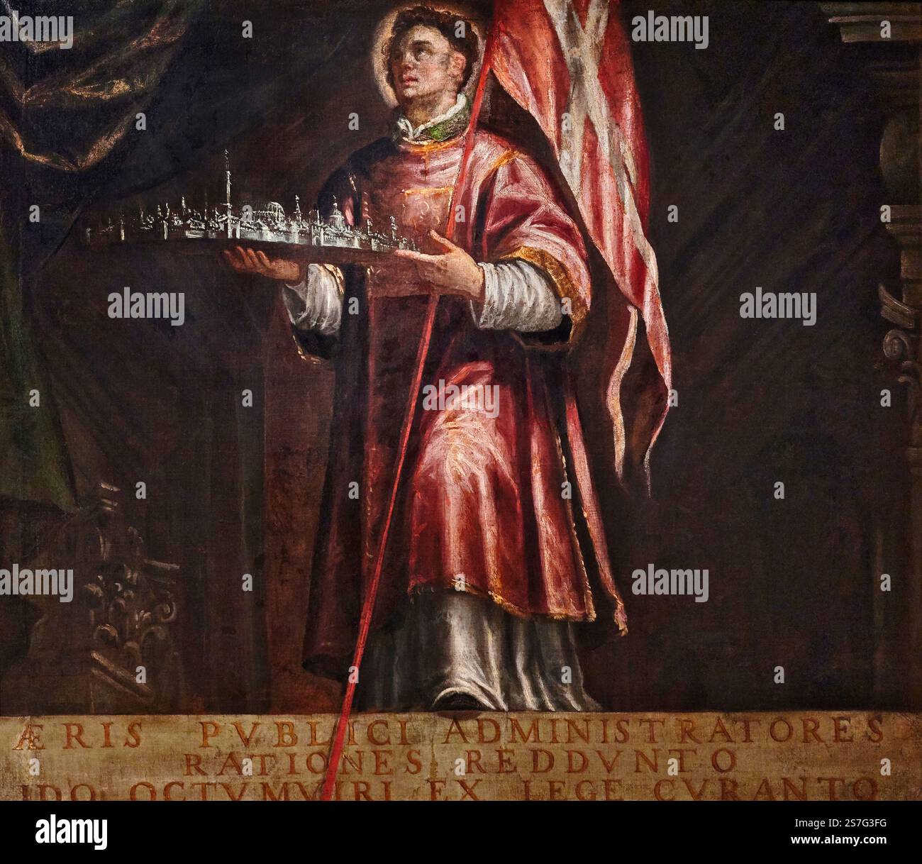 San Vincenzo con il modellino della città di Vicenza - olio su tela ...