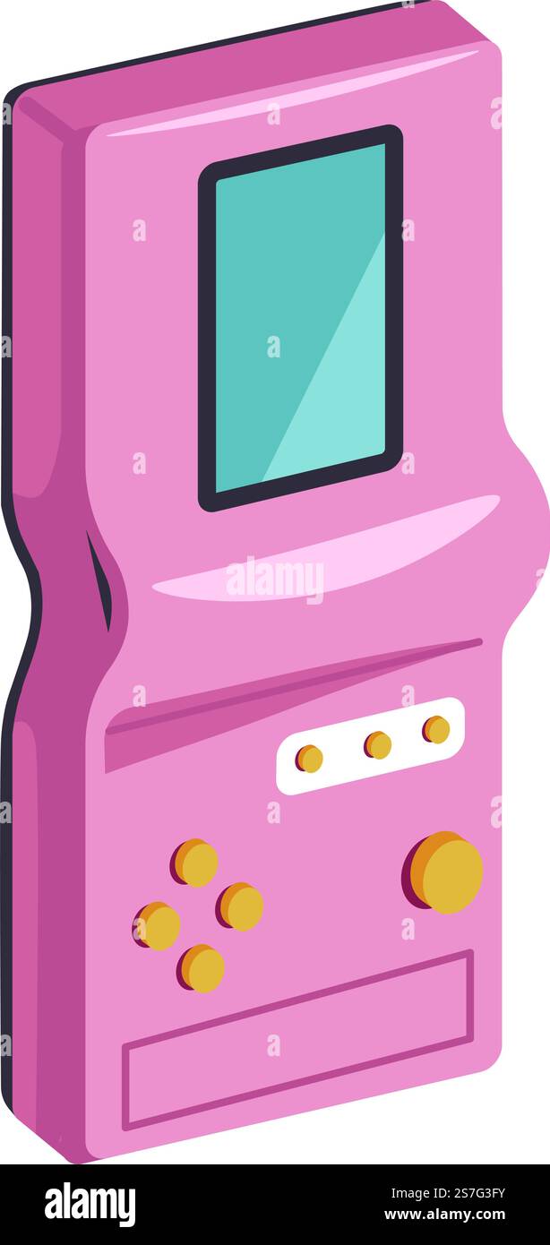 Classic retro game playing, isolated icon of gadget with screen and ...
