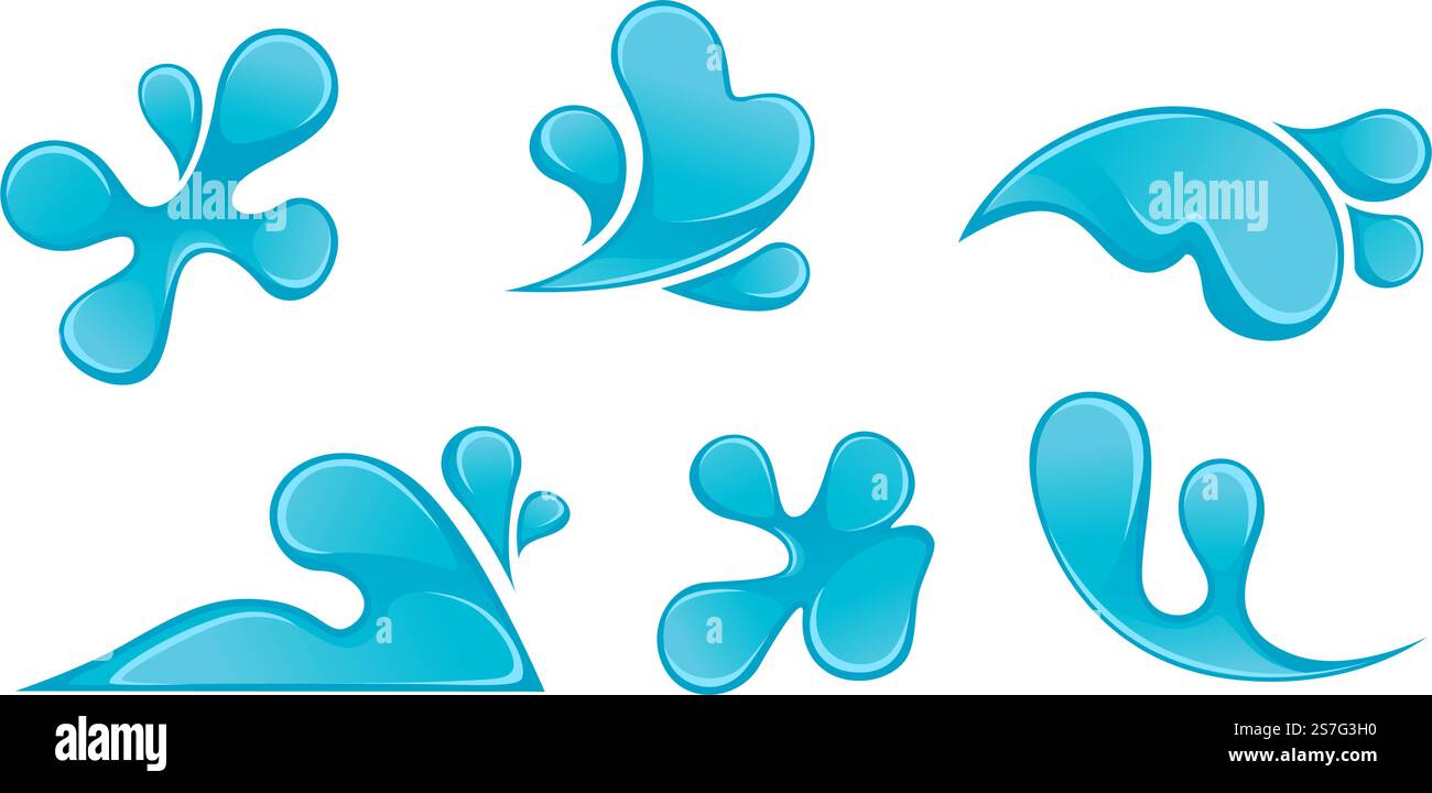 Splashes of water mass, pool or sea, ocean wave. Isolated drops and ...