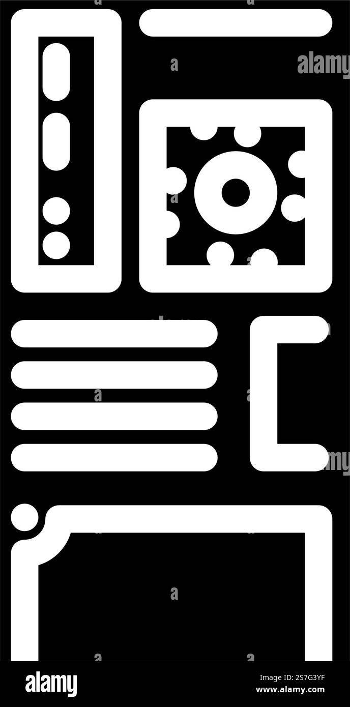computer case gaming pc glyph icon vector. computer case gaming pc sign ...