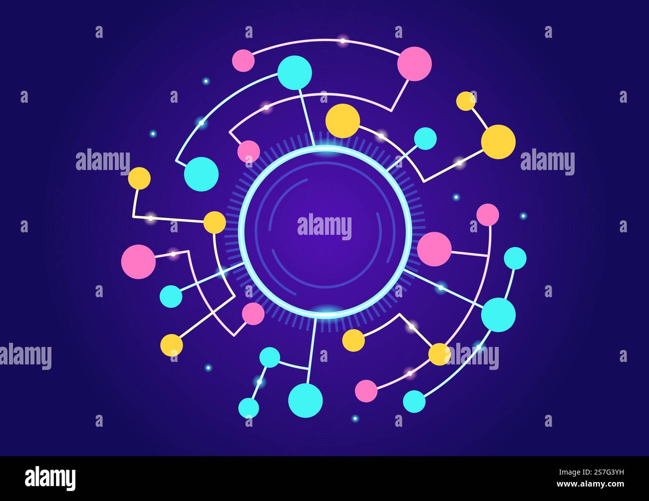 Abstract Social Network Vector Illustration with Polygonal Circles ...