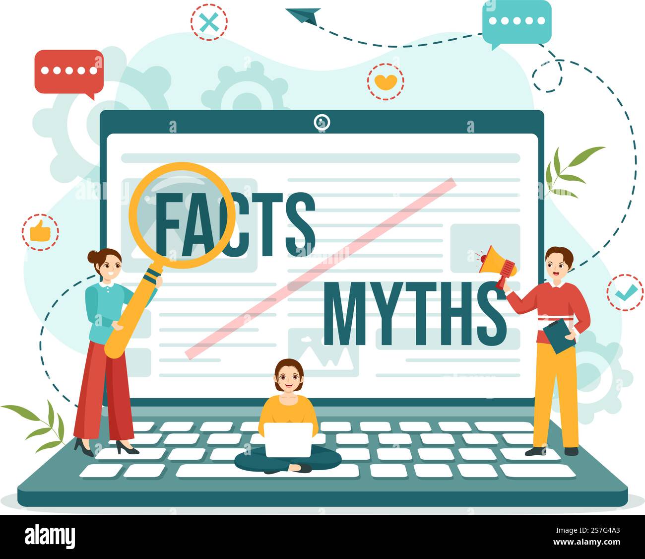 Fact Check Vector Illustration With Myths vs Facts News for Thorough ...