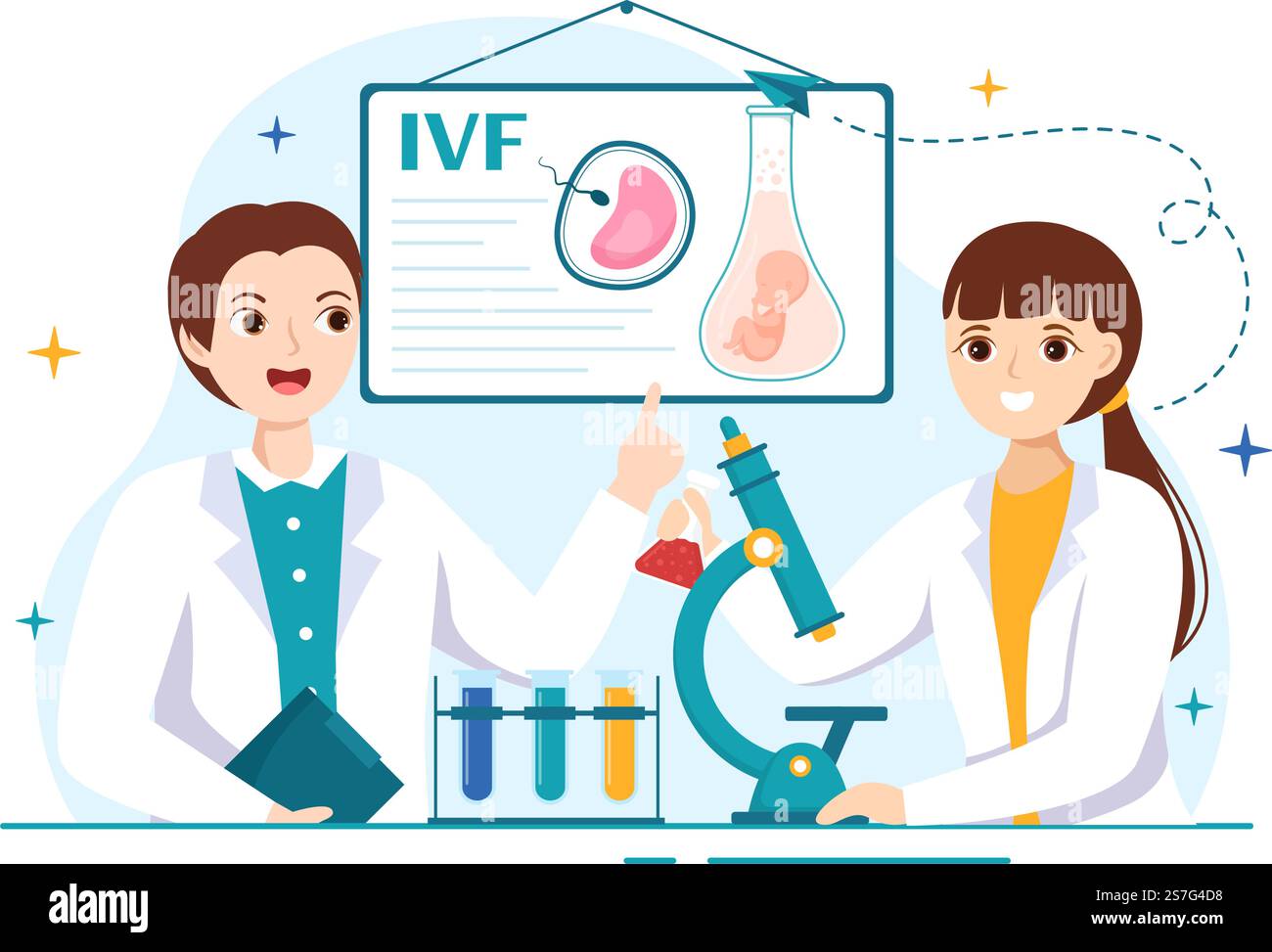 Artificial Pregnancy Vector Illustration with Couple After Successful ...