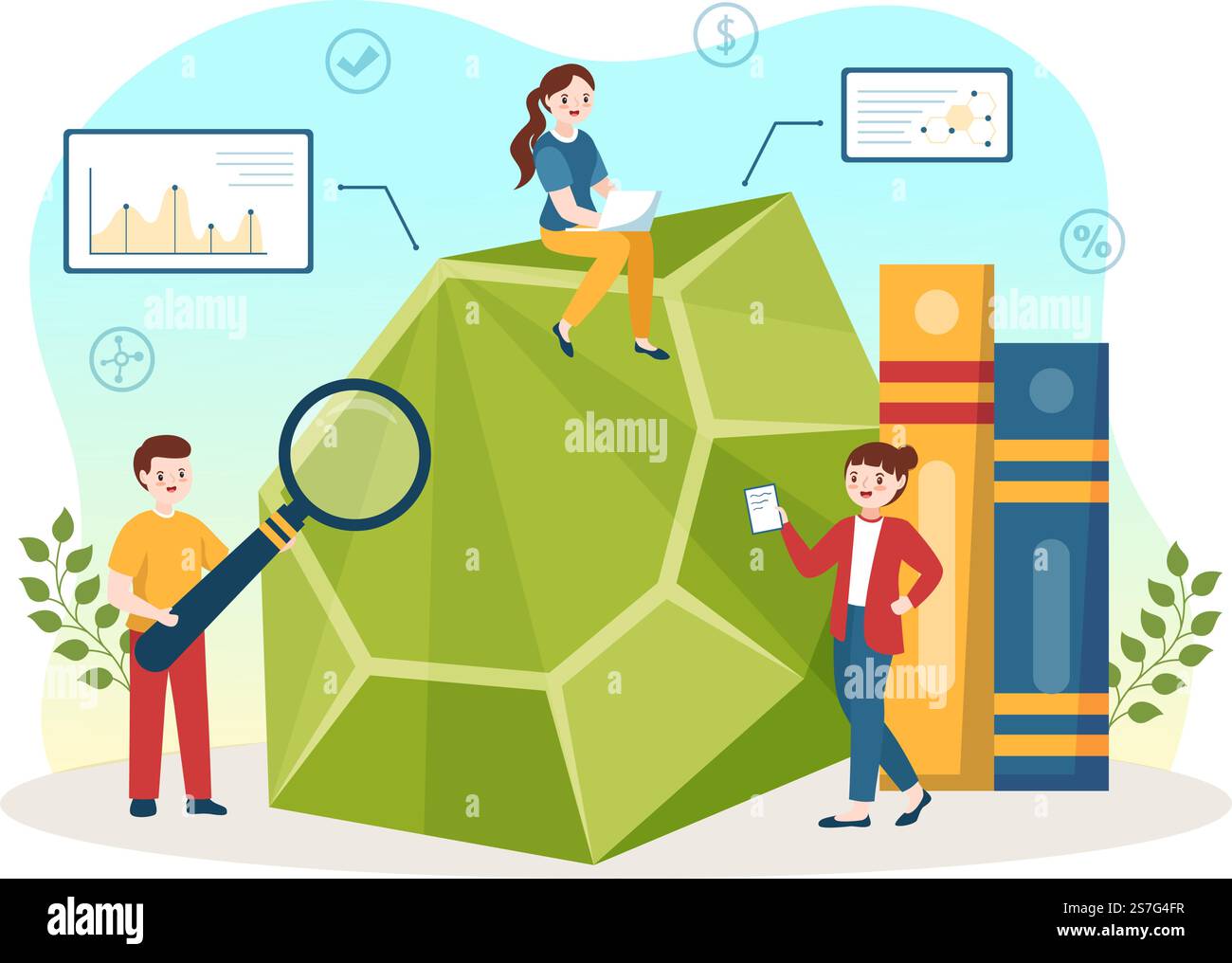 Mineralogist Vector Illustration with Natural Stone and Mineral ...