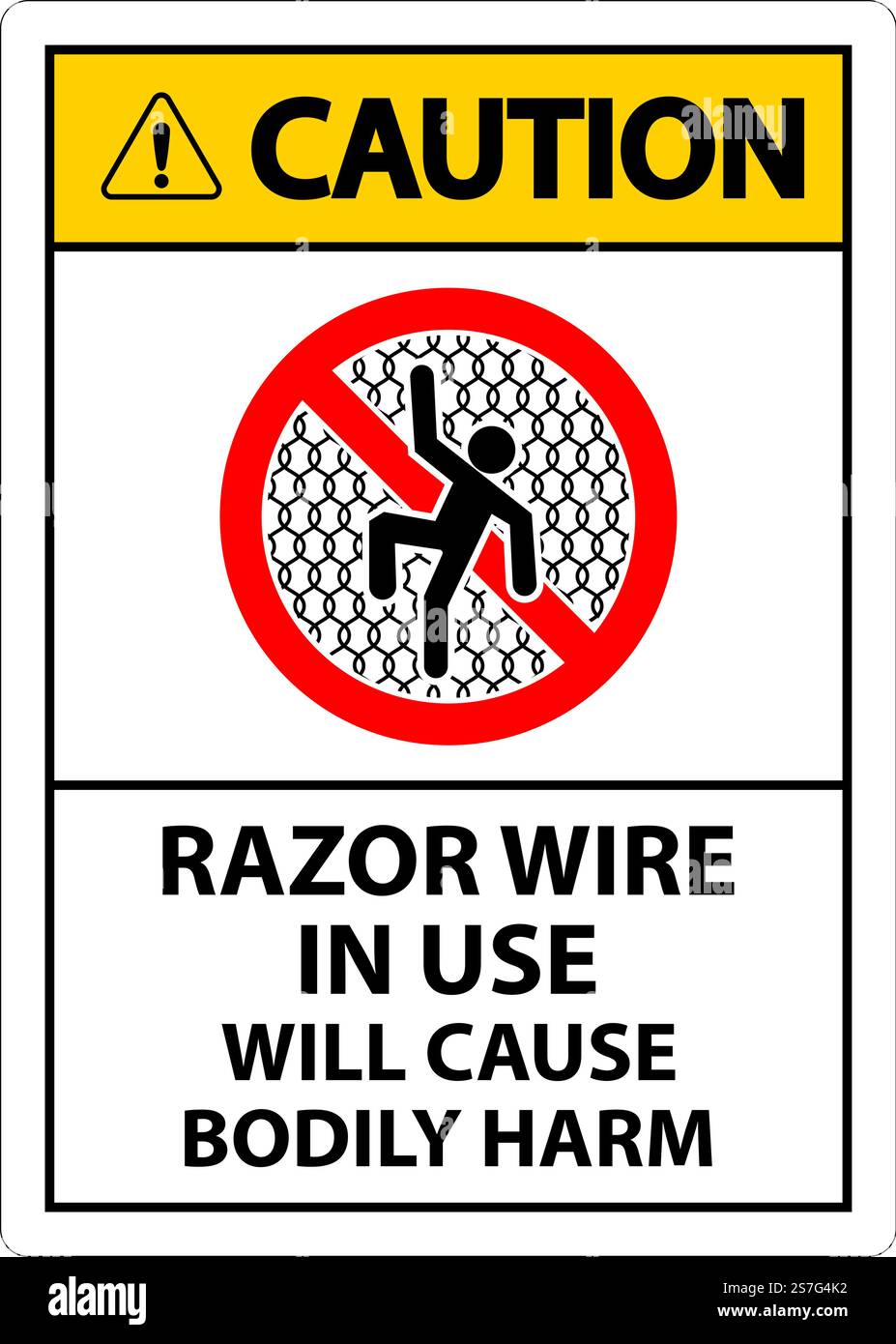 Caution Sign Razor Wire In Use Will Cause Bodily Harm Stock Vector ...
