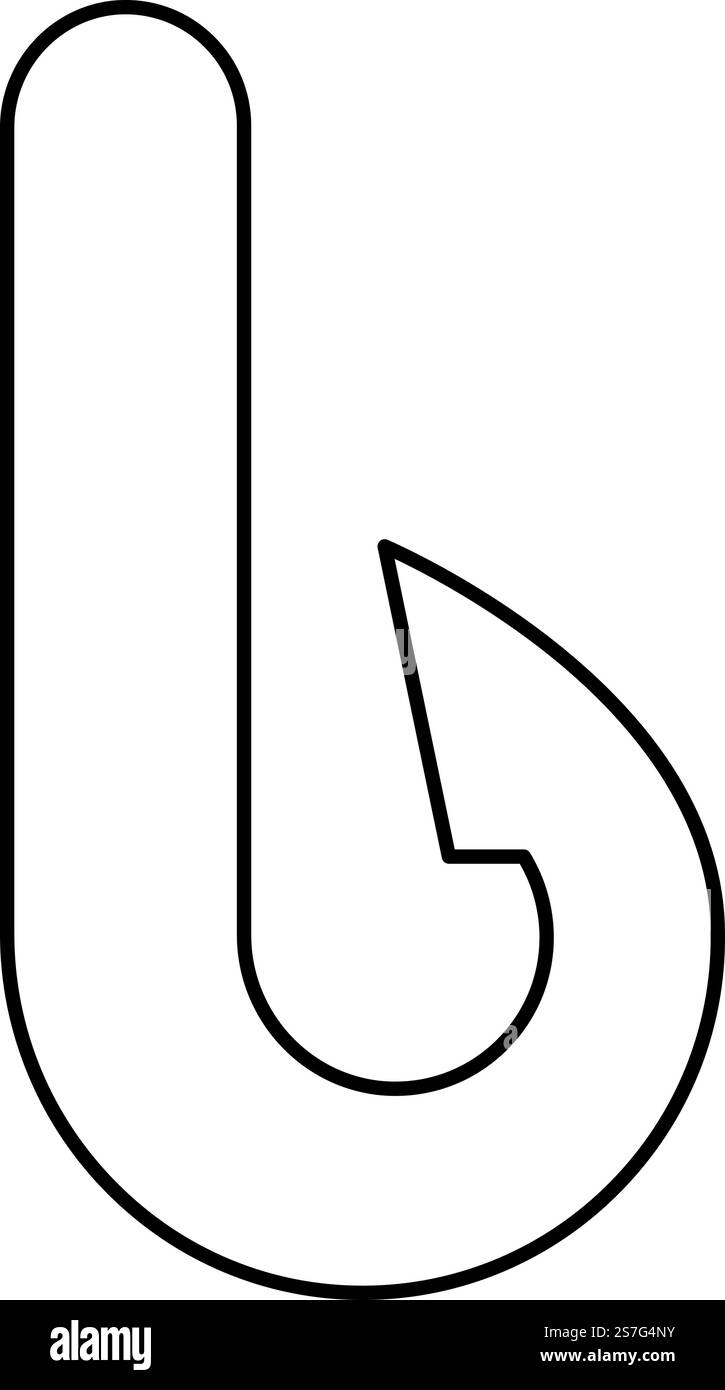 Hook contour outline line icon black color vector illustration image ...