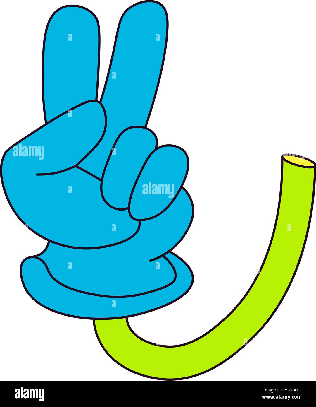 Hand gesturing, showing victory sign with fingers. Isolated doodle or ...