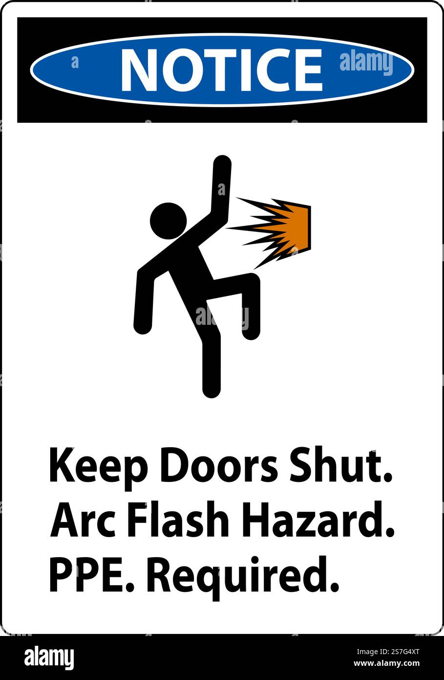 Notice Sign Keep Doors Shut Arc Flash Hazard PPE Required Stock Vector ...