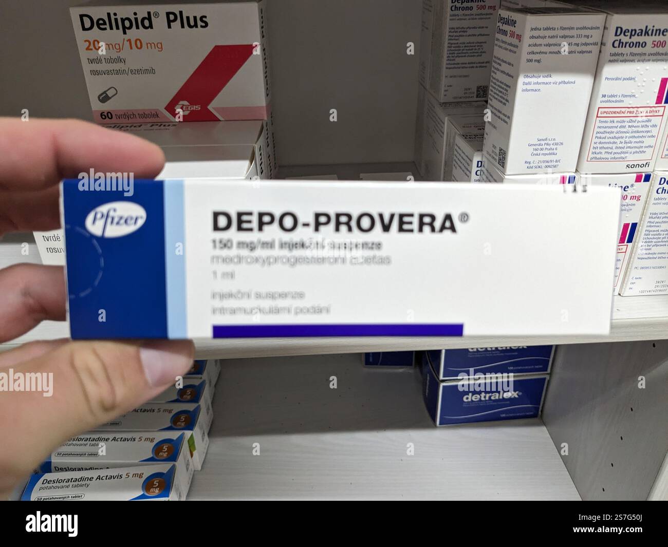 Prague,Czech Republic-January 26 2025: DEPO-PROVERA box of medication ...