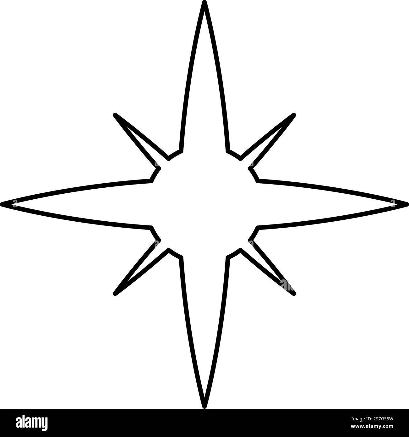 Star spark contour outline line icon black color vector illustration ...