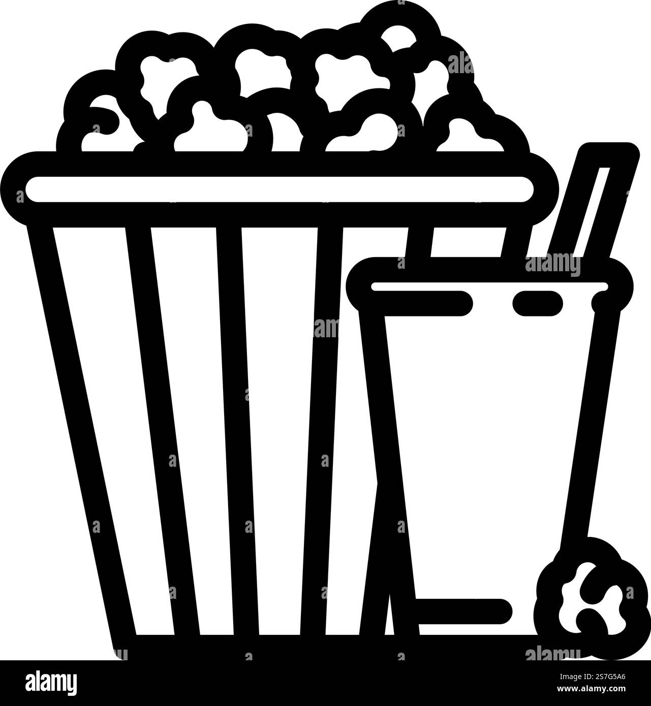 popcorn soda drink line icon vector. popcorn soda drink sign. isolated ...