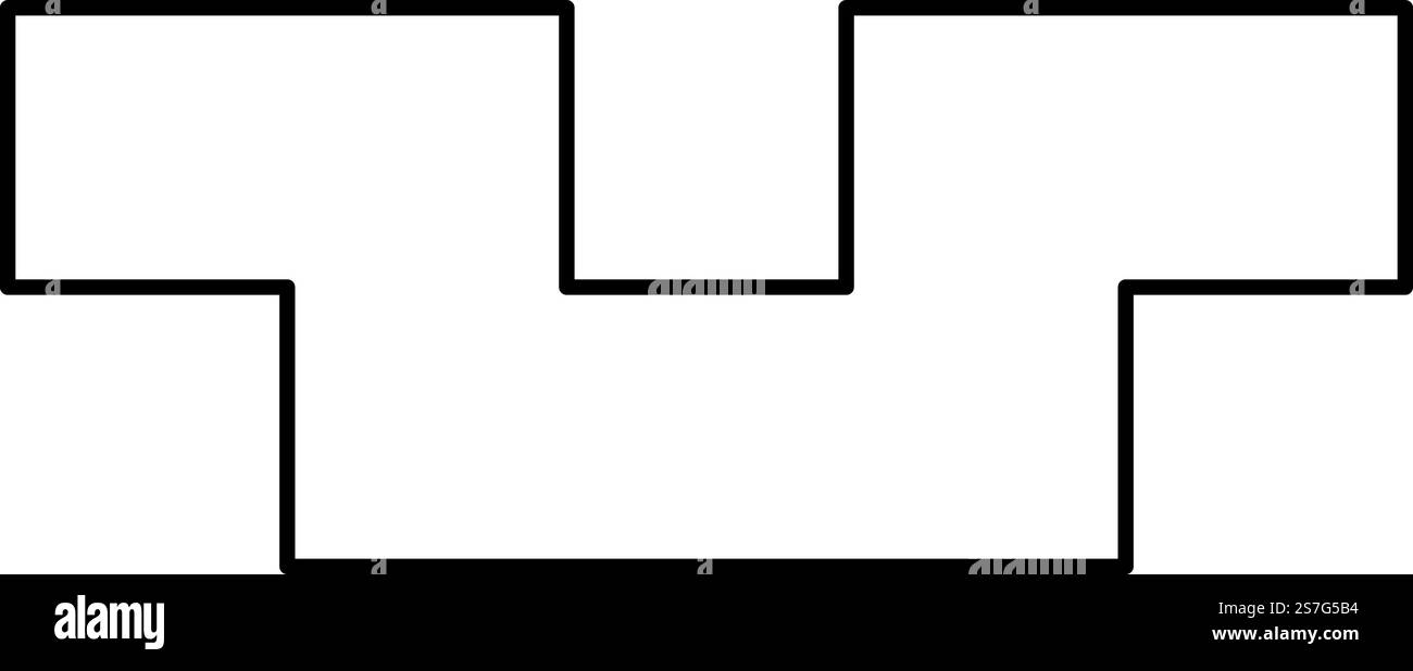 Pit with square hole ground dimple contour outline line icon black ...