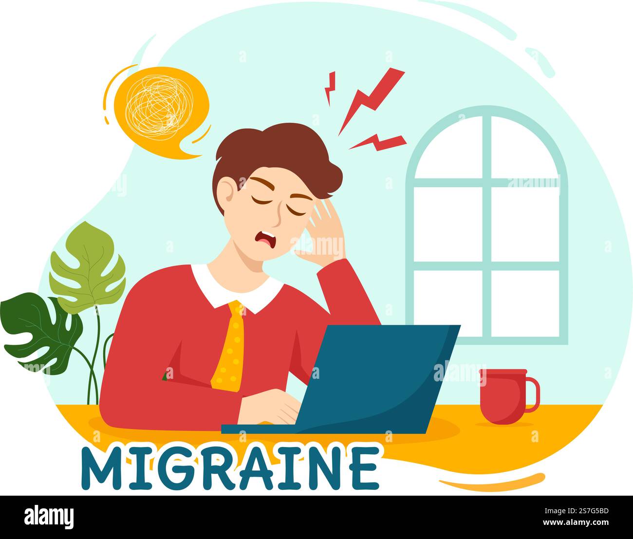 Migraine Vector Illustration People Suffers from Headaches, Stress and ...