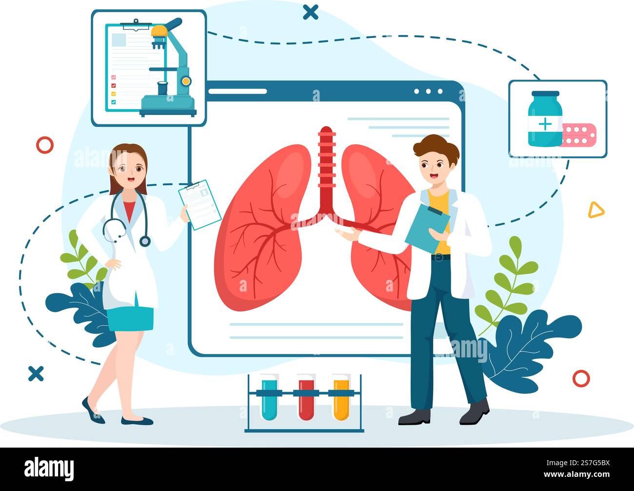 Pulmonologist Vector Illustration with Doctor Pulmonology, Lungs ...