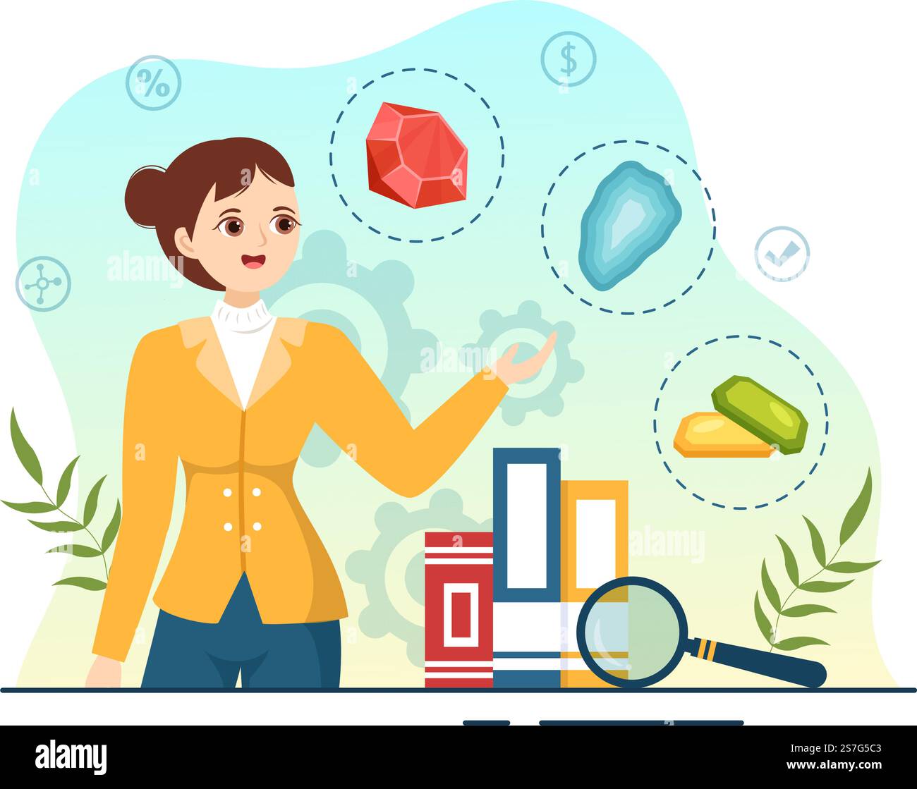 Mineralogist Vector Illustration with Natural Stone and Mineral ...
