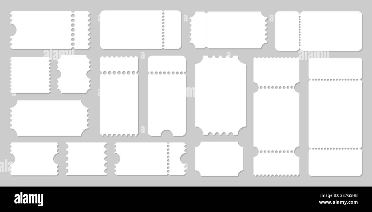 Empty ticket templates mockup, concert and movie ticket. Vector ...