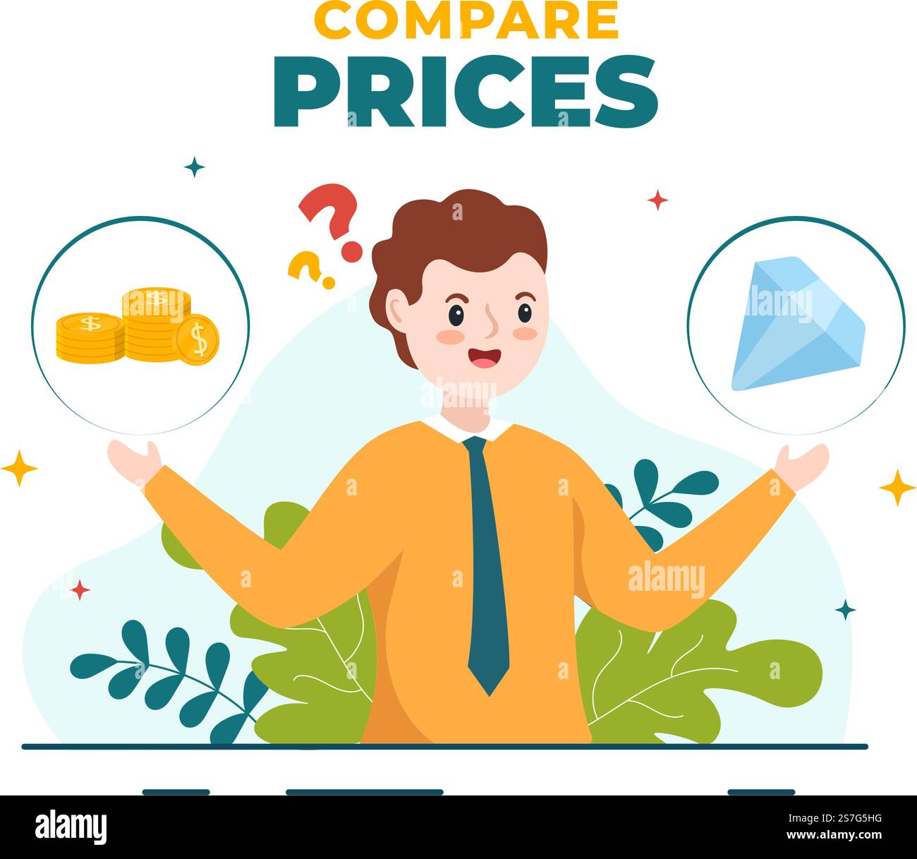 Compare Prices Vector Illustration of Inflation in Economy, Scales with ...