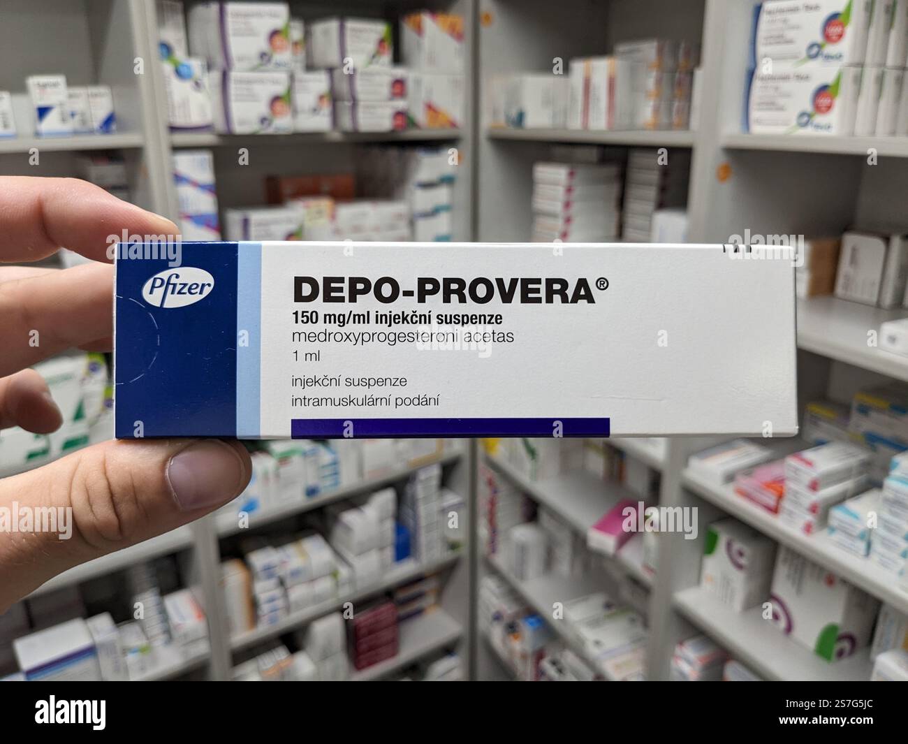 Prague,Czech Republic-January 26 2025: DEPO-PROVERA box of medication ...