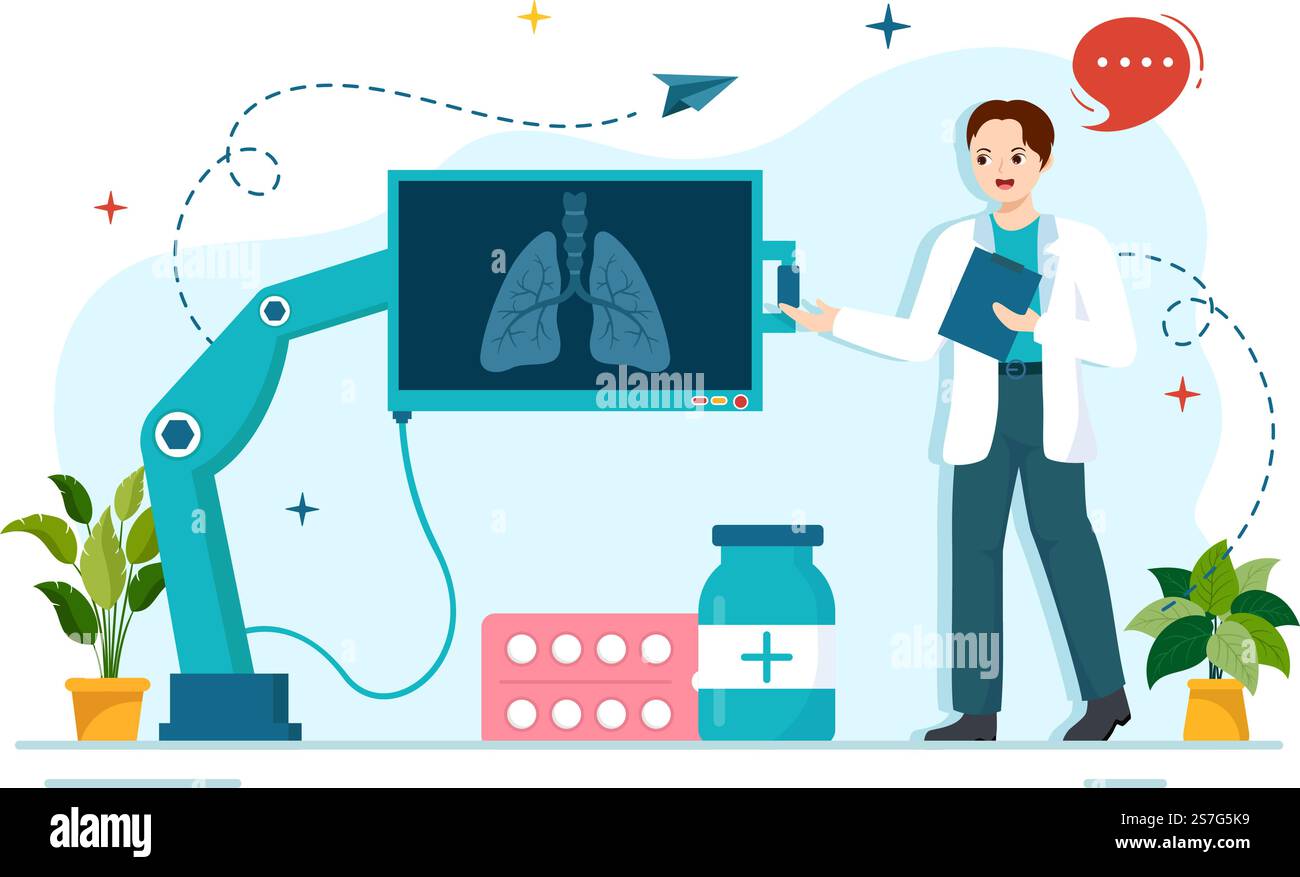 Pulmonologist Vector Illustration with Doctor Pulmonology, Lungs ...