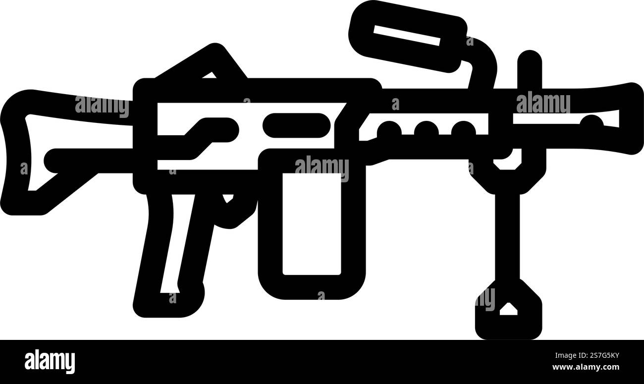 machine gun weapon military line icon vector. machine gun weapon ...