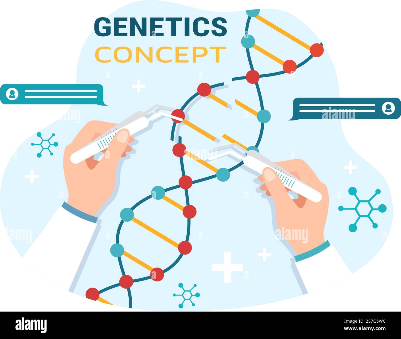 Genetic Science Concept Vector Illustration with DNA Molecule Structure ...