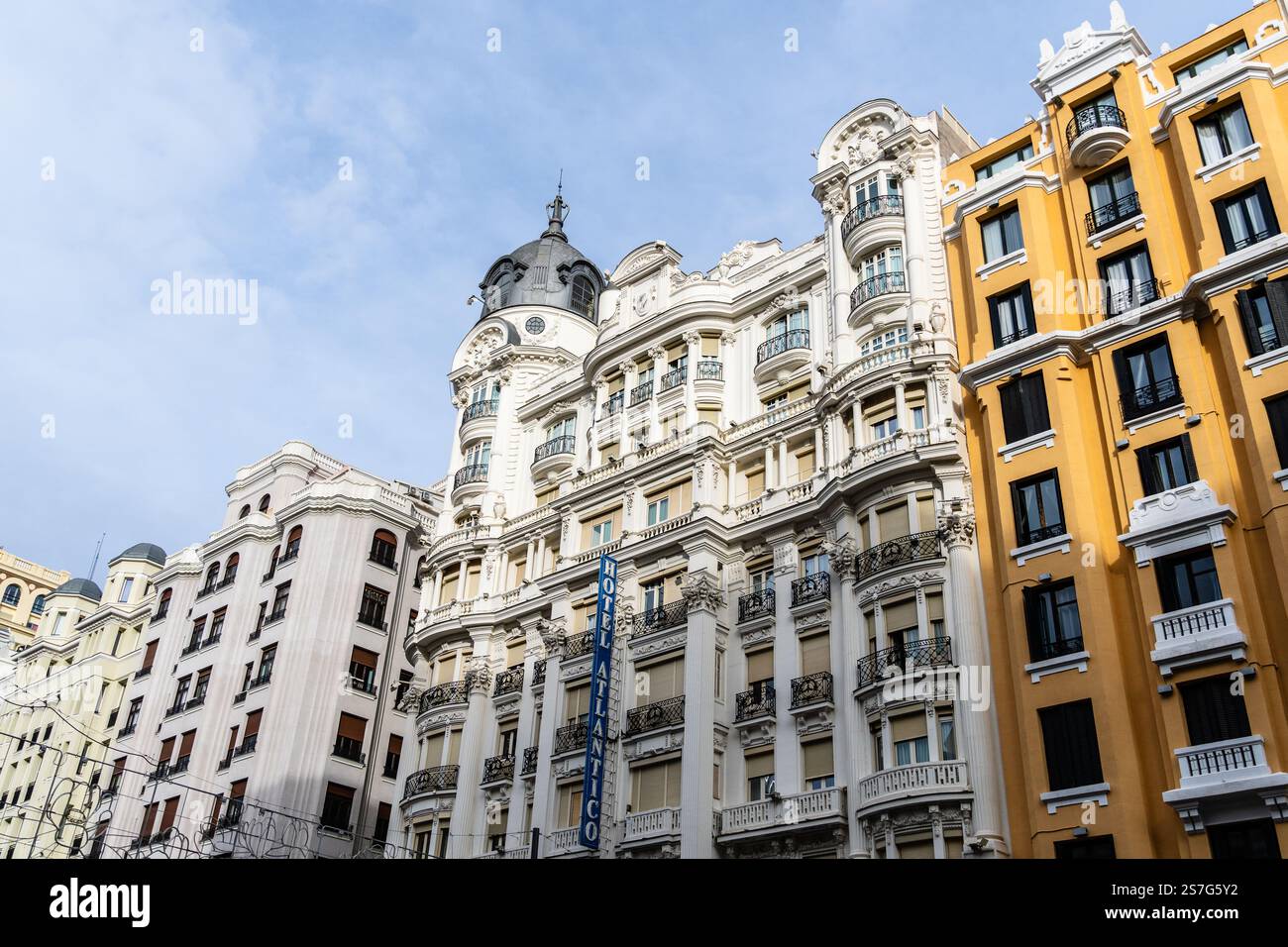 Madrid, Spain - November 16, 2024: Historic residential buildings in ...