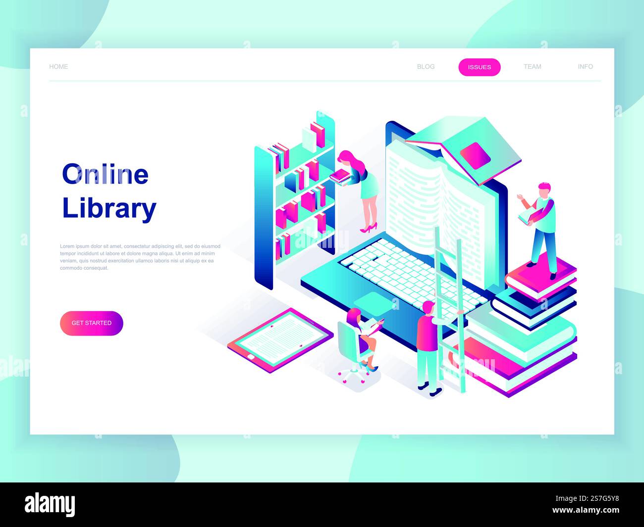Modern flat design isometric concept of Online Library for banner and ...