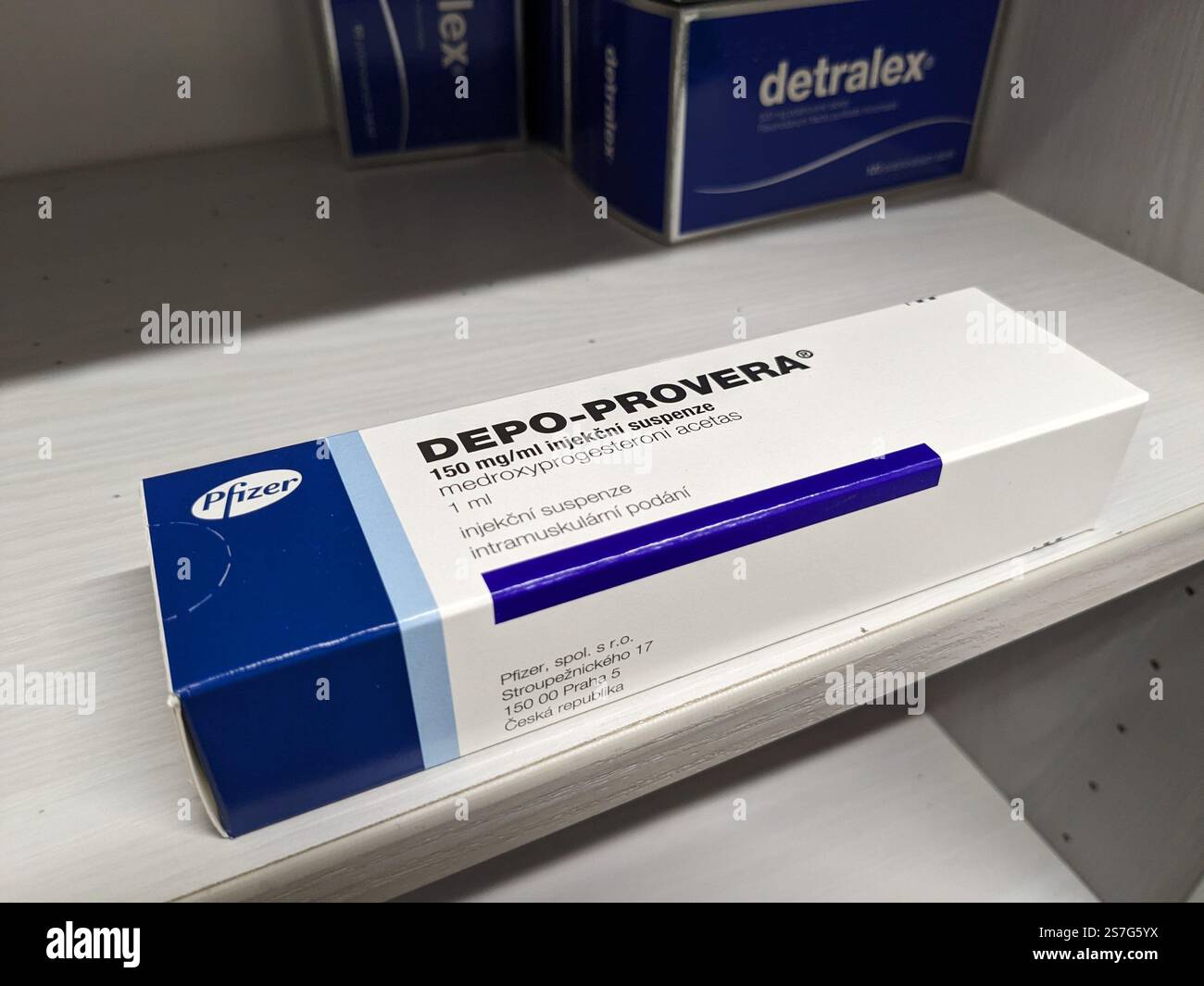 Prague,Czech Republic-January 26 2025: DEPO-PROVERA box of medication ...