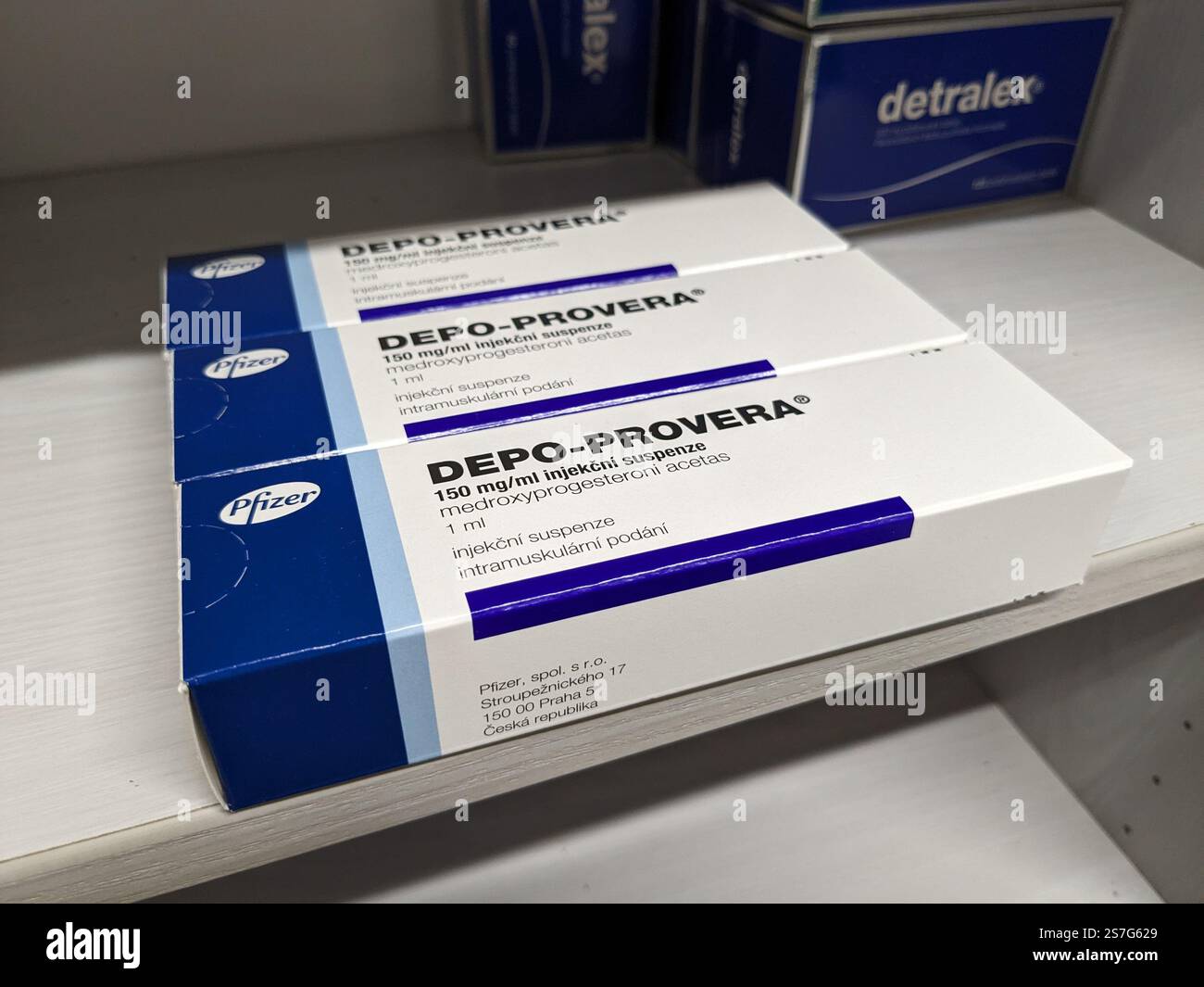 Prague,Czech Republic-January 26 2025: DEPO-PROVERA box of medication ...