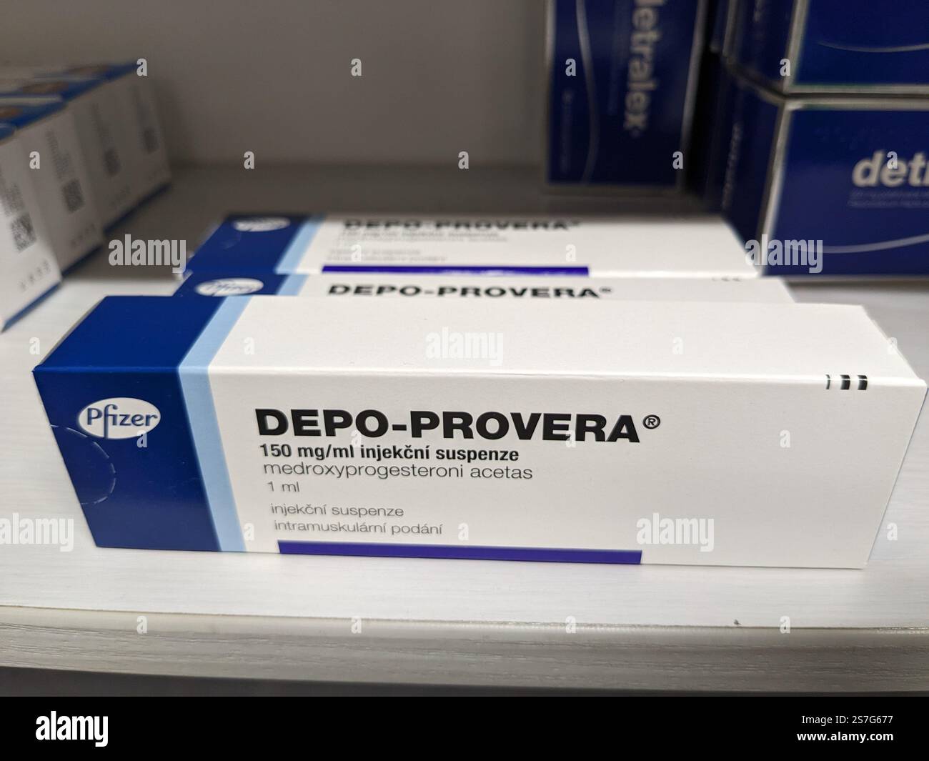 Prague,Czech Republic-January 26 2025: DEPO-PROVERA box of medication ...