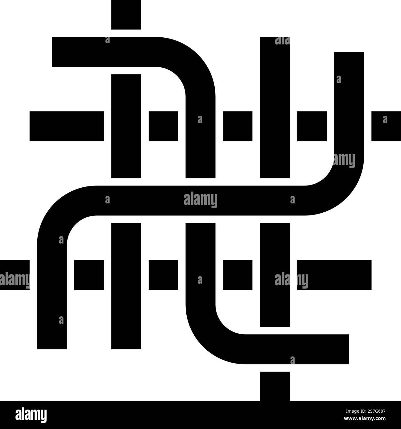 Pipes pipeline plumbing tubes net conduit icon black color vector illustration image flat style ...