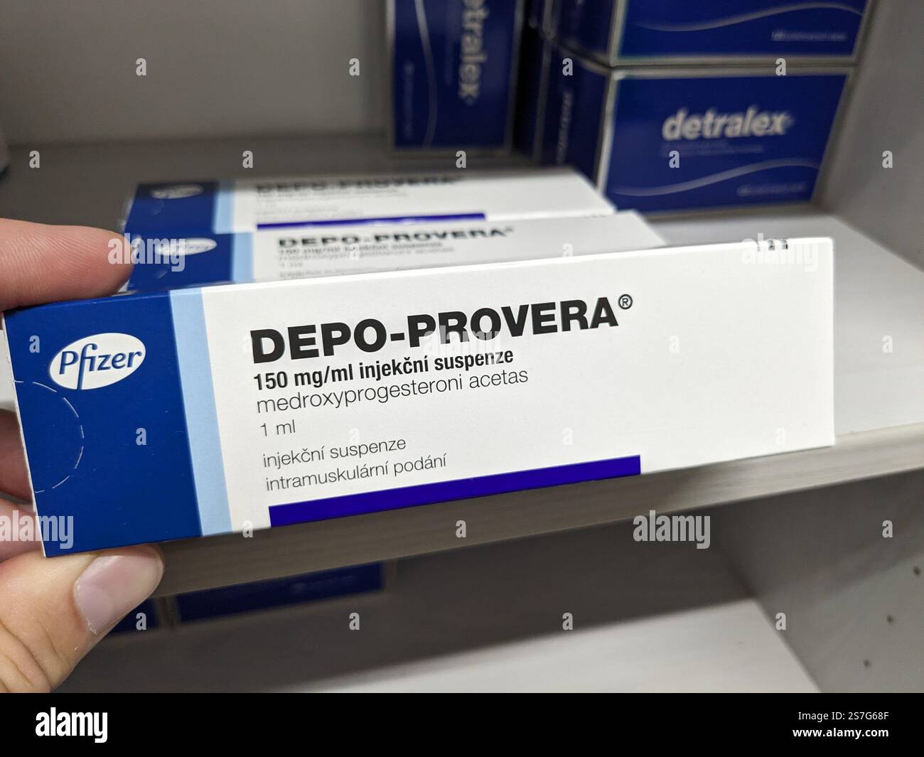 Prague,Czech Republic-January 26 2025: DEPO-PROVERA box of medication ...