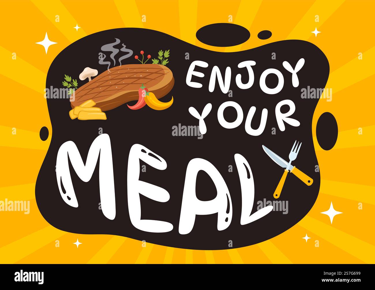 Enjoy Your Meal Vector Illustration a Variety of Delicious Food in Home ...