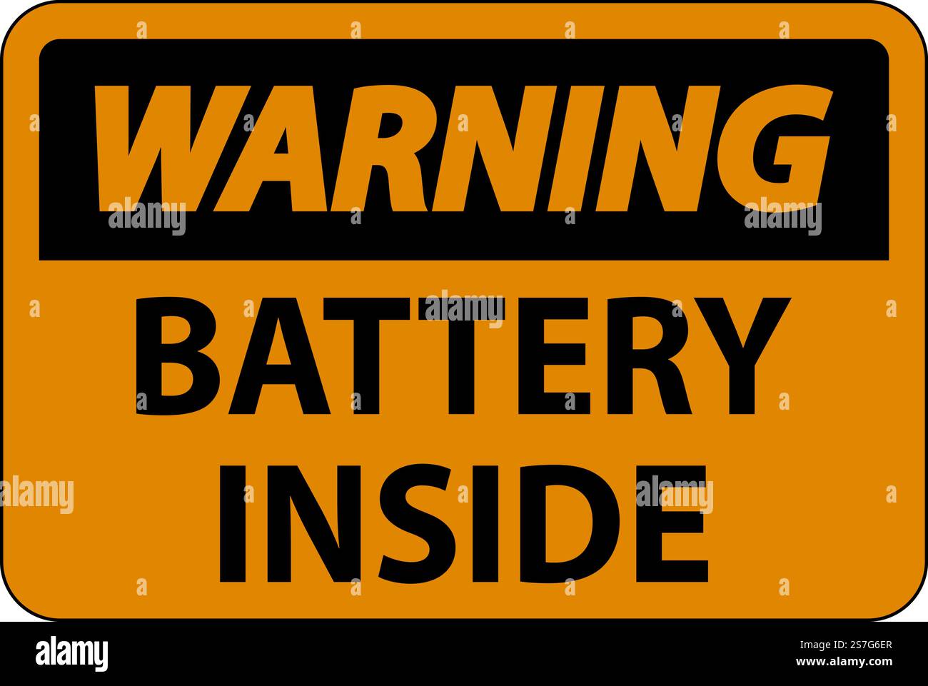 Warning Sign Battery Inside On White Background Stock Vector Image ...