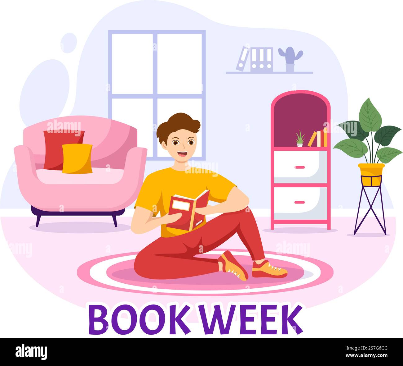 Book Week Events Vector Illustration with People Reading or Students ...