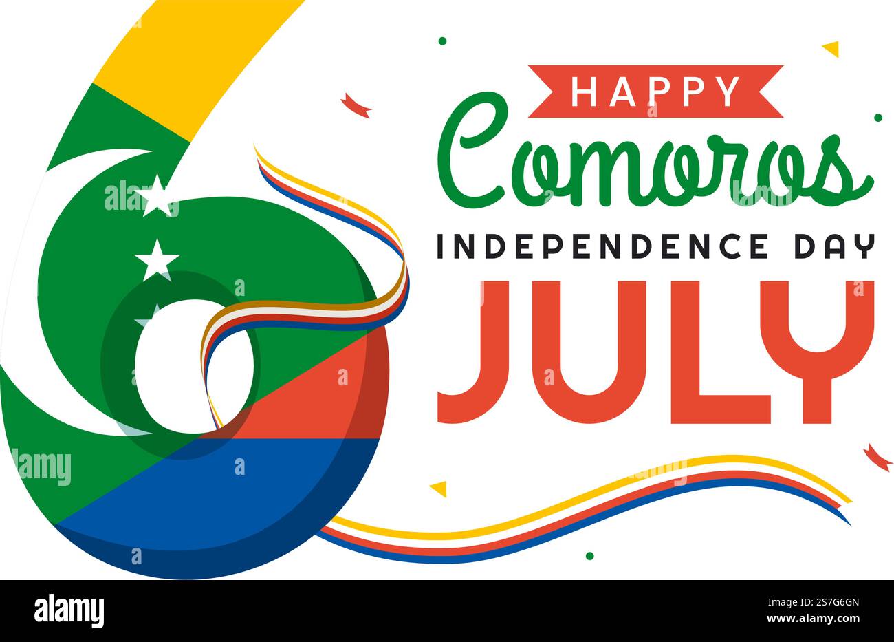 Happy Comoros Independence Day Vector Illustration with Comorian Waving ...