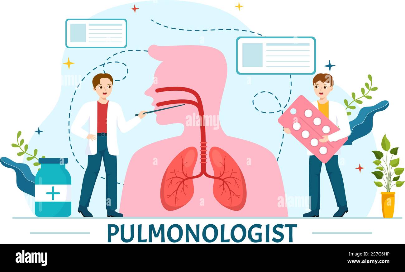 Pulmonologist Vector Illustration with Doctor Pulmonology, Lungs ...