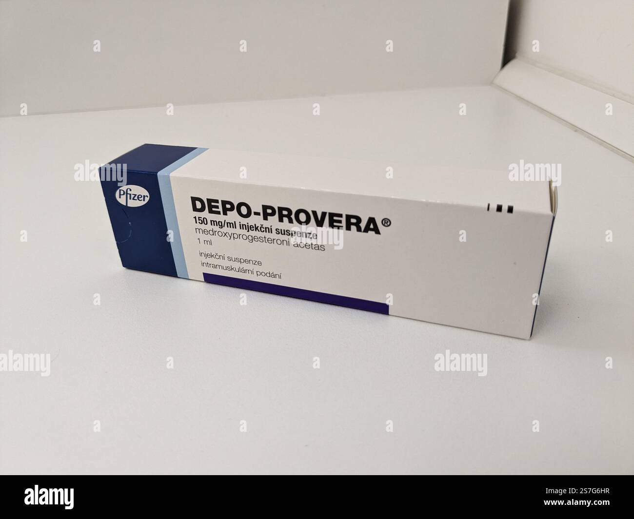 Prague,Czech Republic-January 26 2025: DEPO-PROVERA box of medication ...