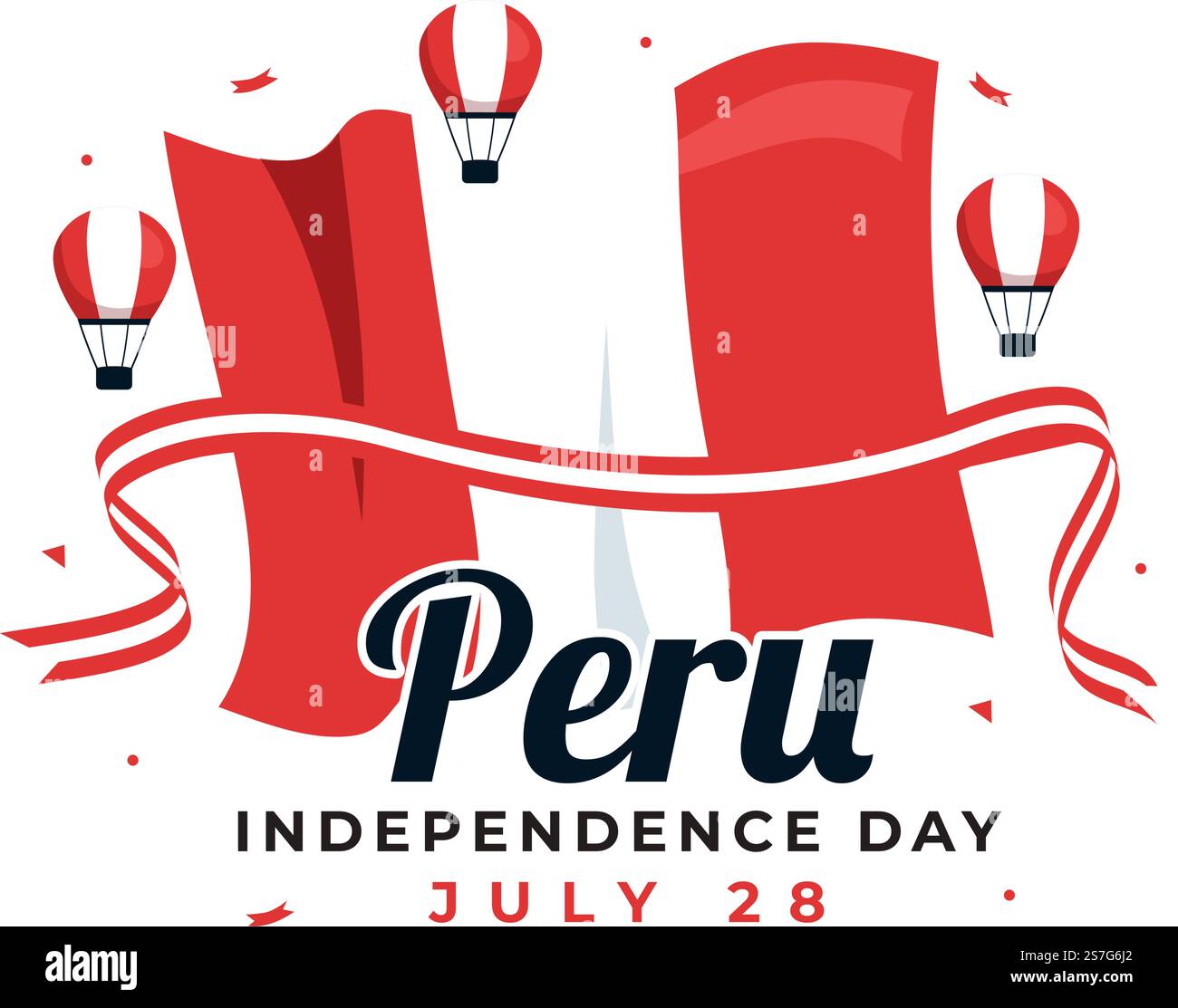 Peru Independence Day Vector Illustration on july 28 with Waving Flag ...