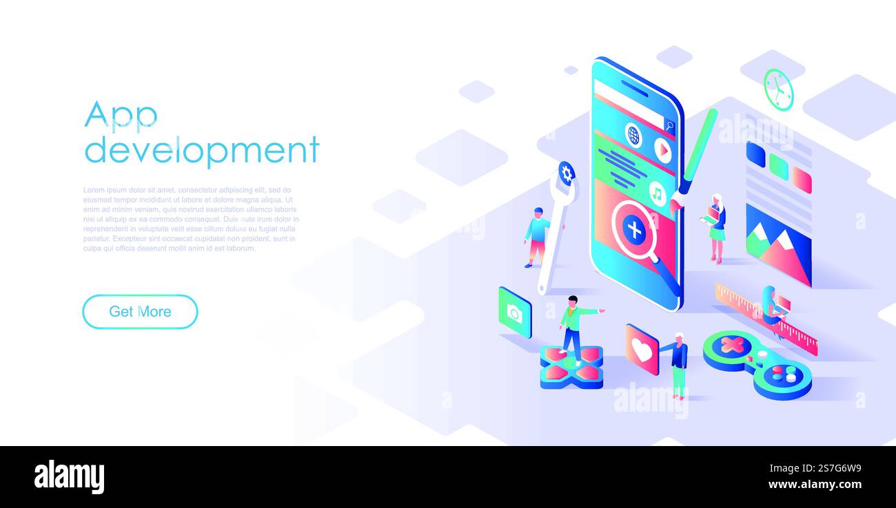 Modern flat design isometric concept of App Development for banner and ...