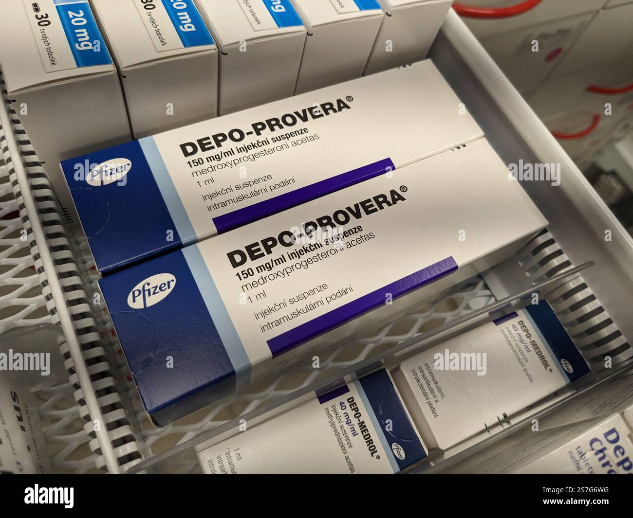 Prague,Czech Republic-January 26 2025: DEPO-PROVERA box of medication ...