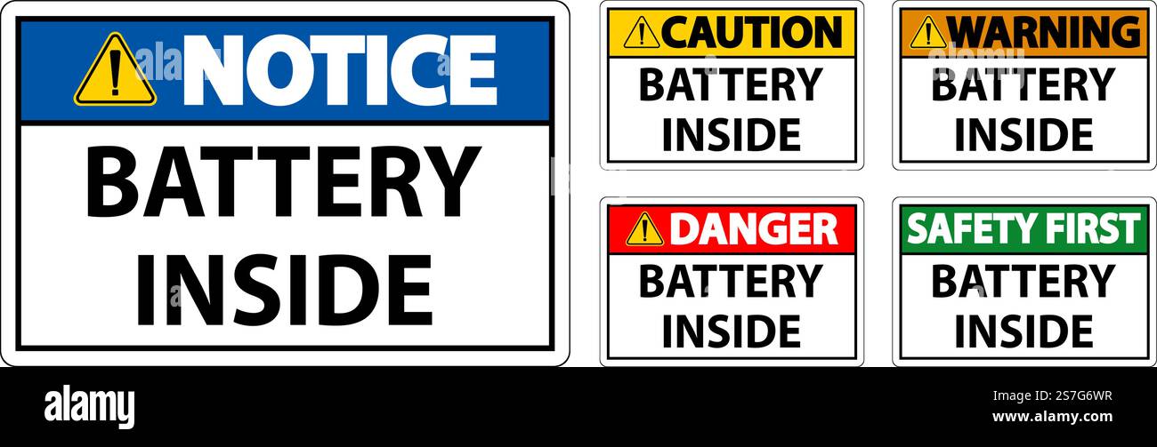 Caution Sign Battery Inside On White Background Stock Vector Image ...