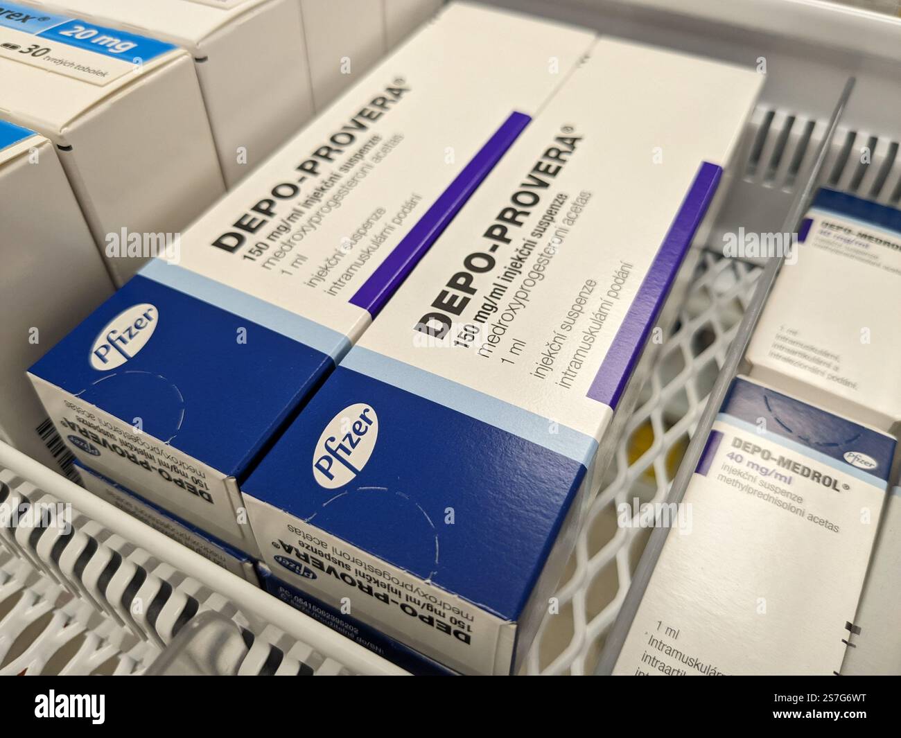 Prague,Czech Republic-January 26 2025: DEPO-PROVERA box of medication ...