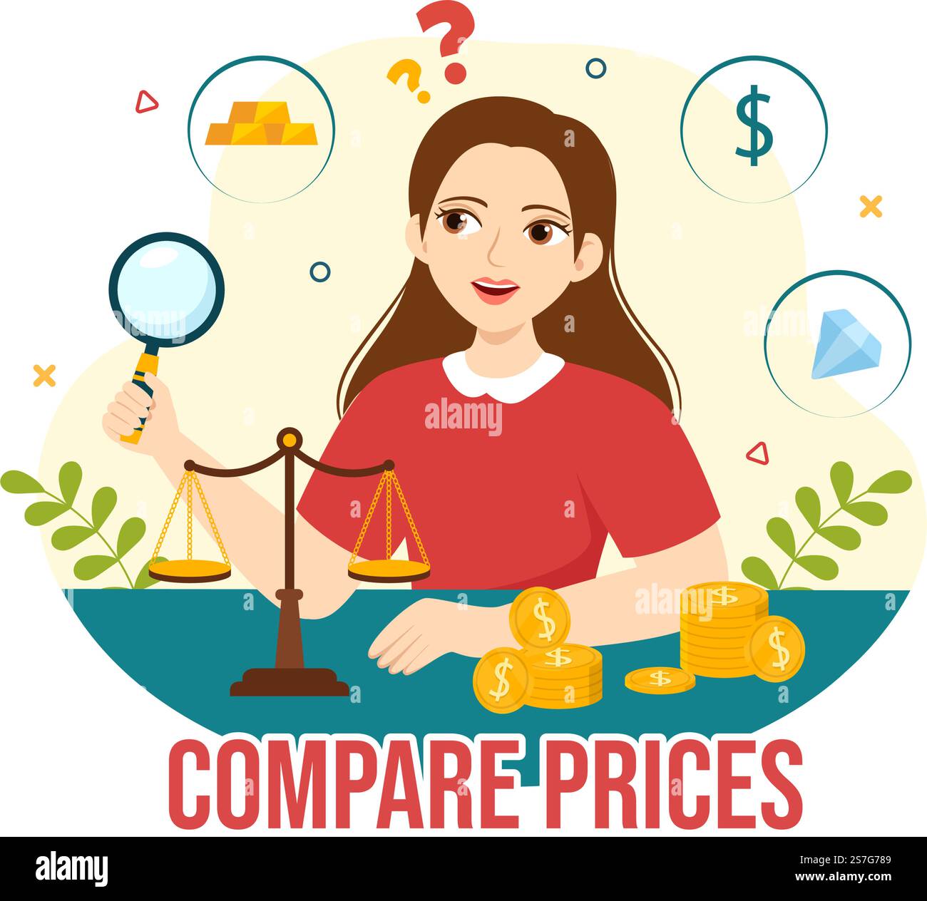 Compare Prices Vector Illustration of Inflation in Economy, Scales with ...