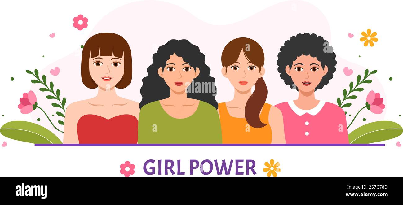 Girl Power Vector Illustration to Show Women Can Also Be Stronger and ...