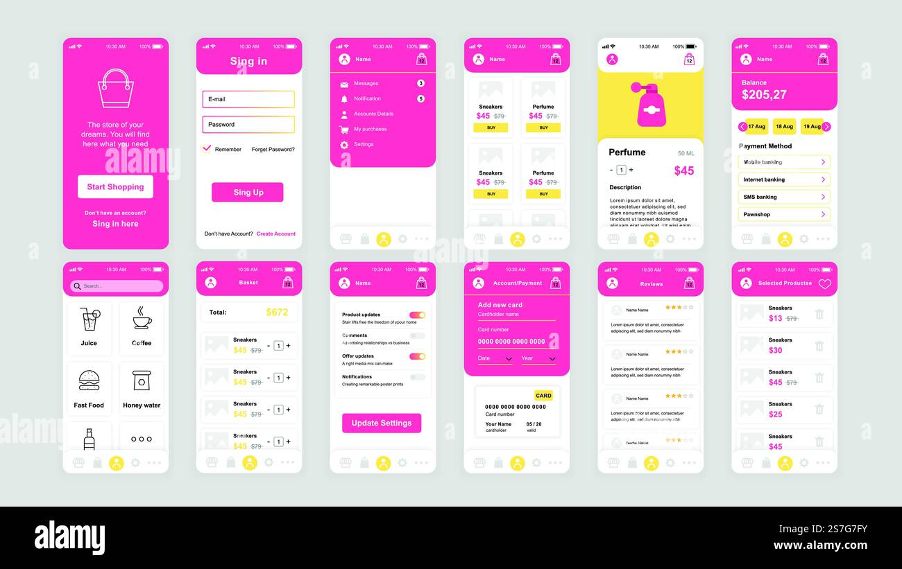 Set of UI, UX, GUI screens Shopping app flat design template for mobile ...