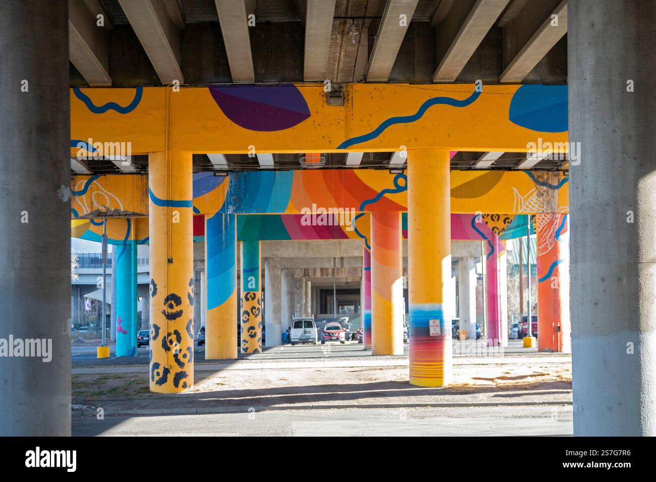 Denver, Colorado - Decorated support columns and beams carrying West ...