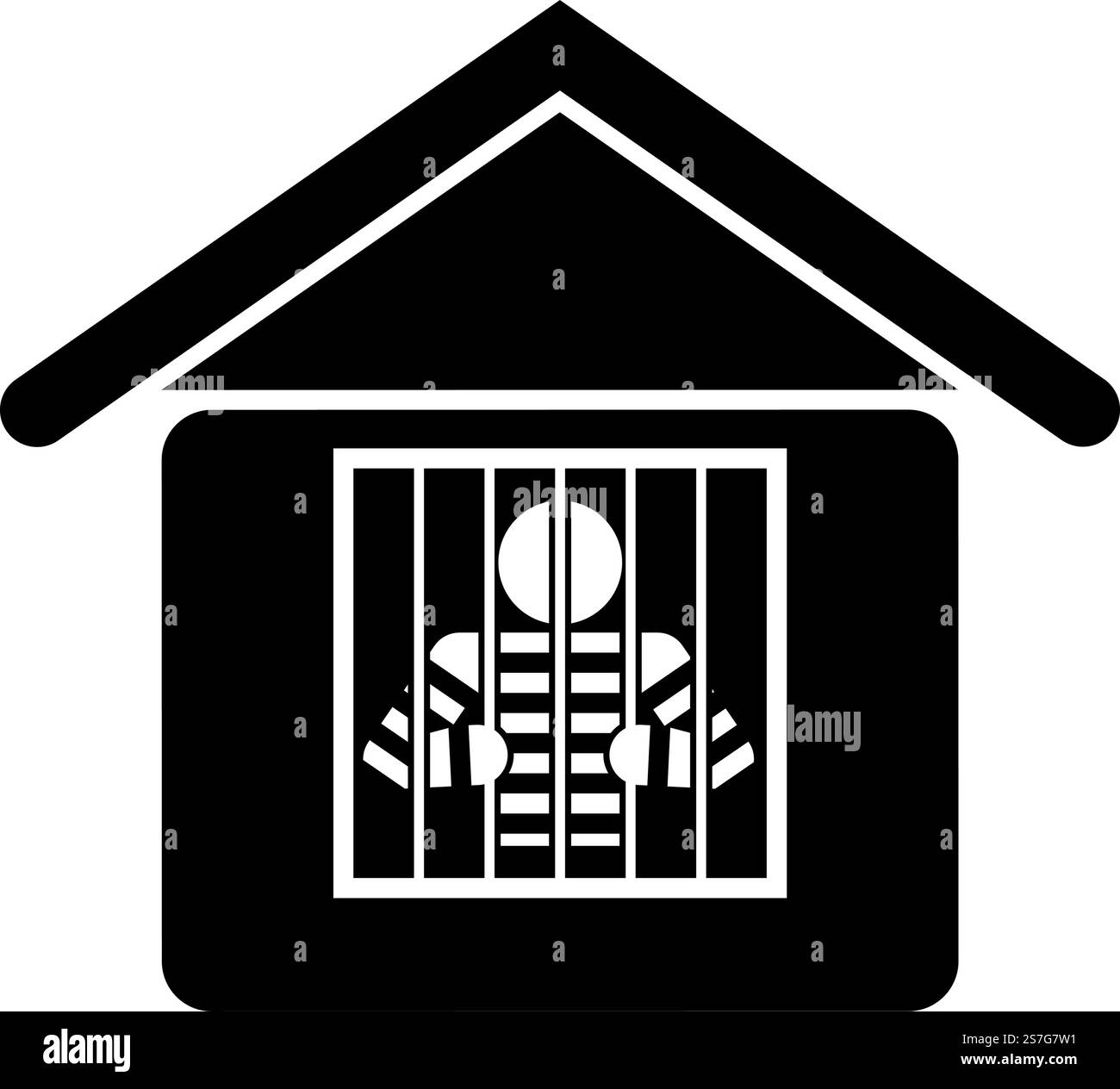 Prisoner in prison building icon black color vector illustration image ...