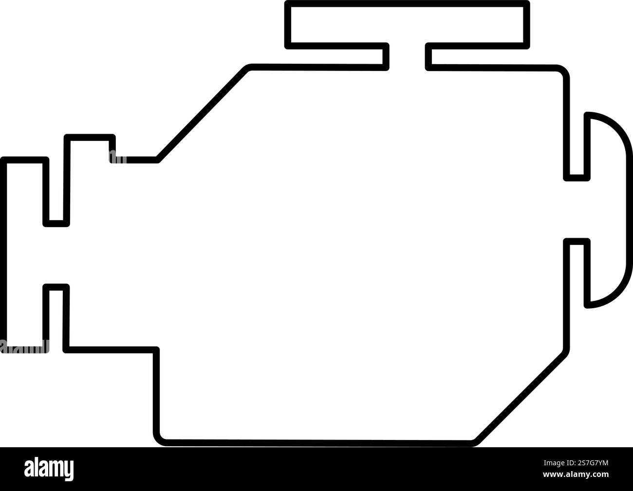 Symbol engine car contour outline line icon black color vector ...