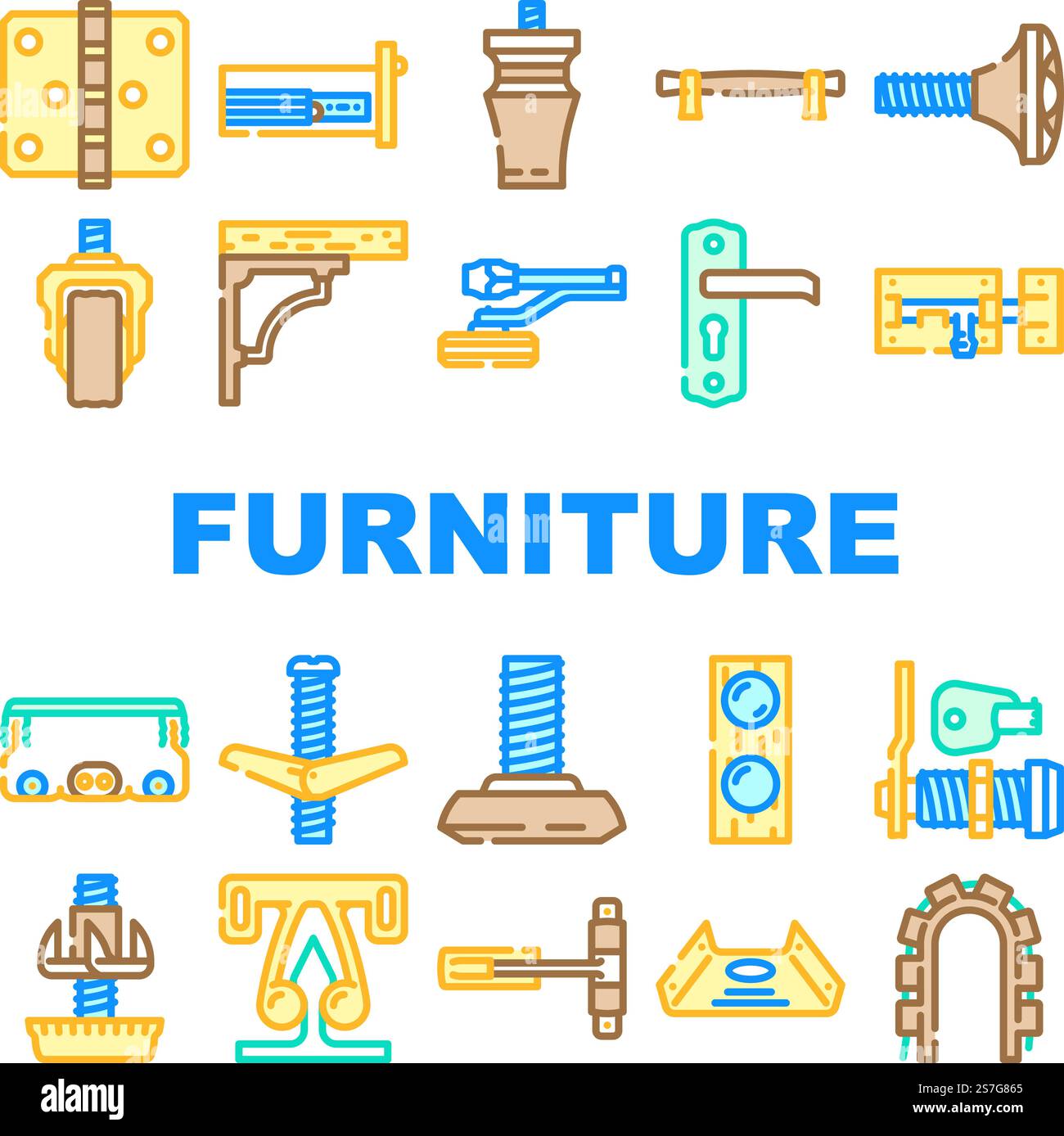 furniture fitting construction icons set vector. home house, repair ...